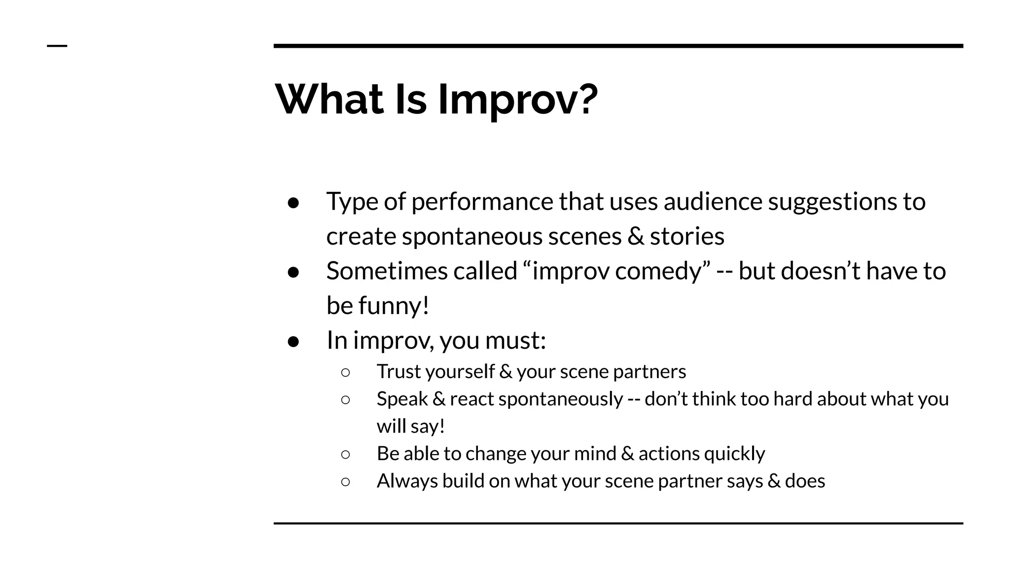 Improv Workshop Slides | PPT