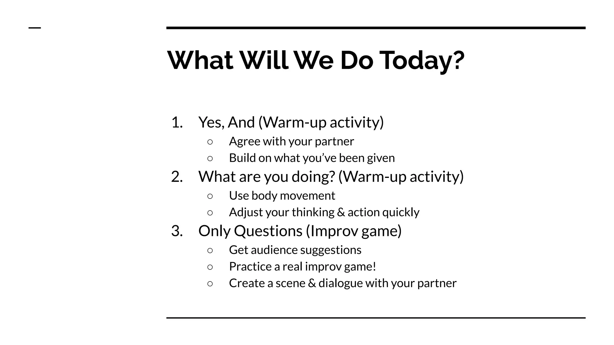 Improv Workshop Slides | PPT