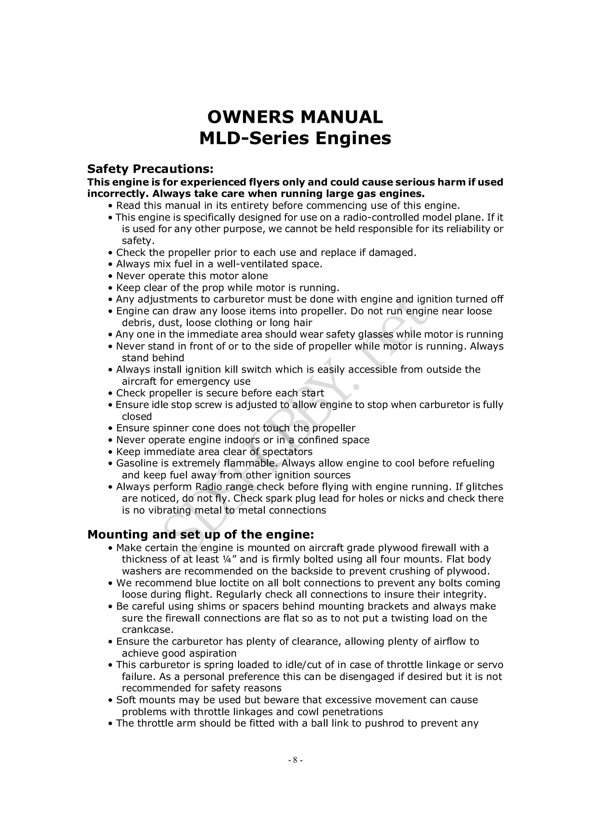 Mld35 engine manual from sdshobby.net