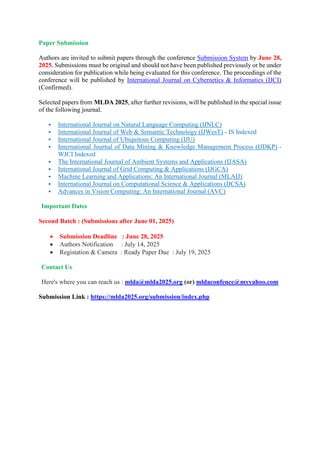 4th International Conference on Machine Learning, NLP and Data Mining (MLDA 2025) | PDF