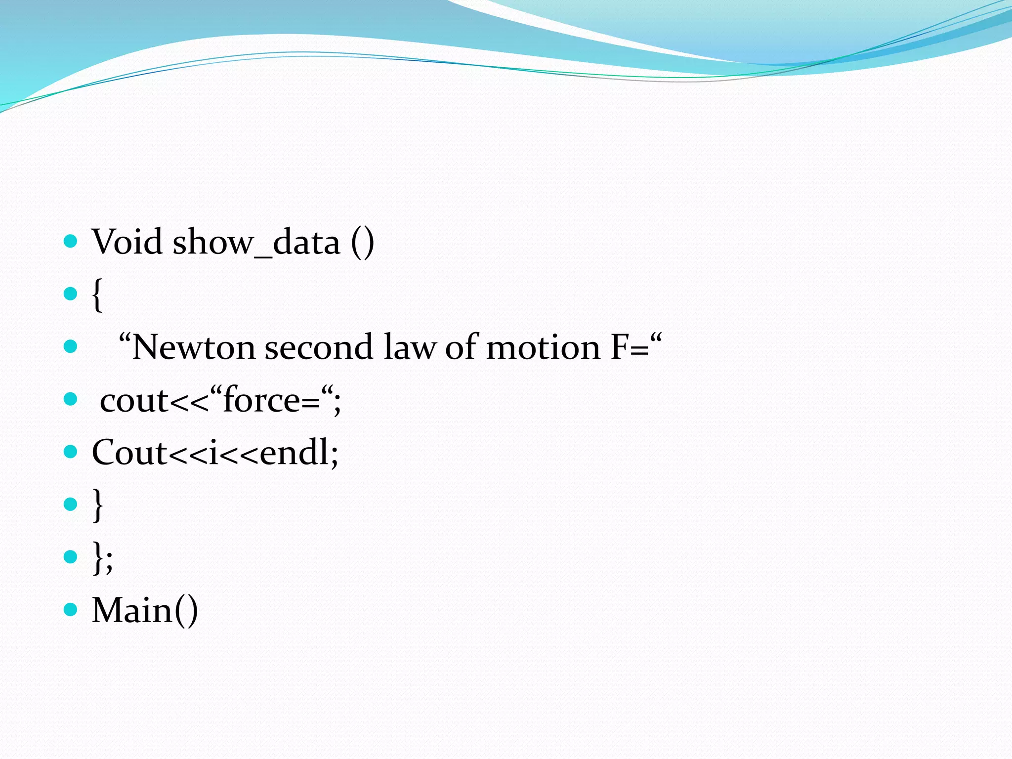 Oops project newton second law of motion | PPT