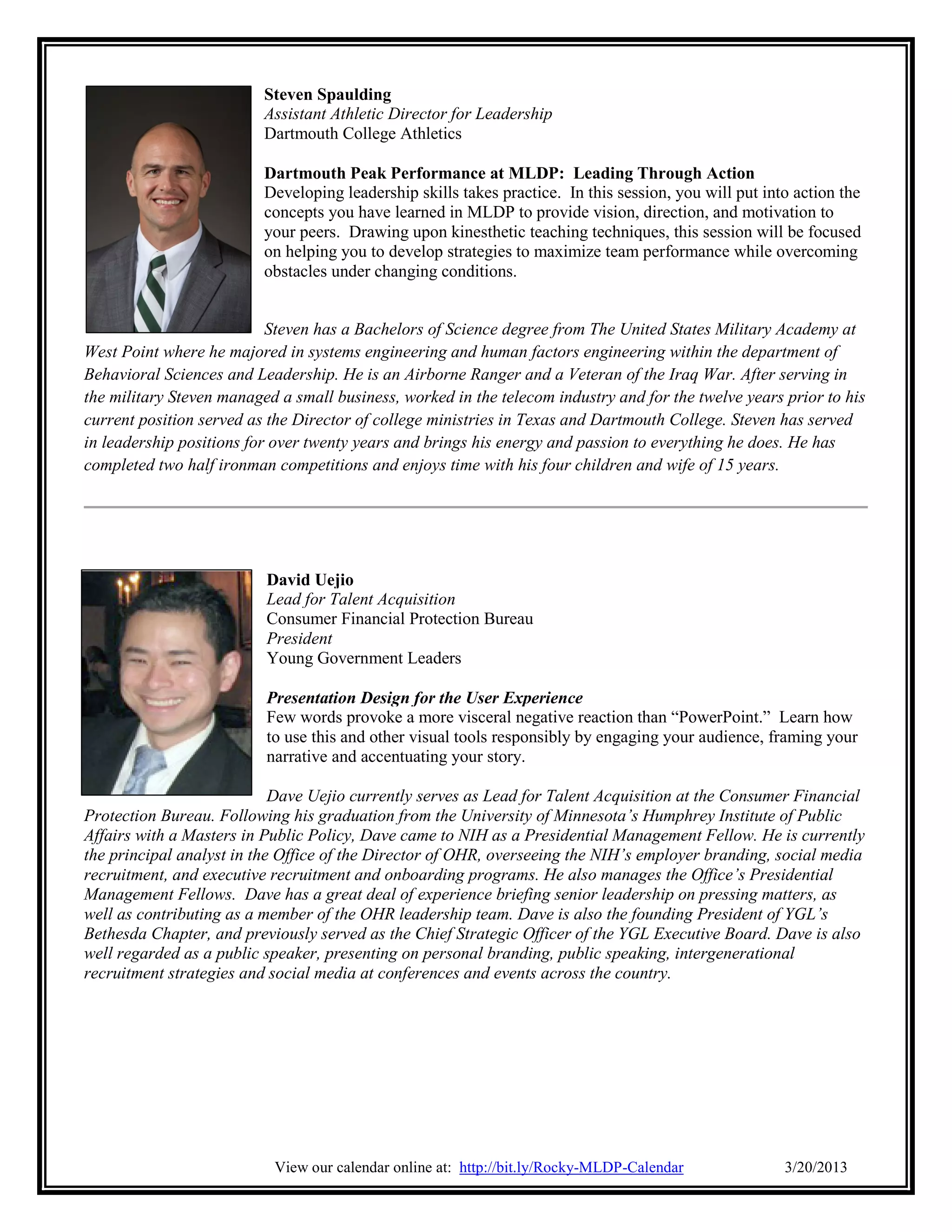 MLDP Session Descriptions and Speaker Bios | PDF