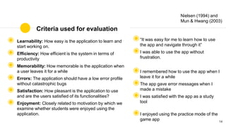 Evaluating the Usability of a Study Support Mobile App in Higher Ed | PPT