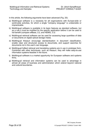 [EN] "Multilingual Information and Retrieval Systems Technology and ...