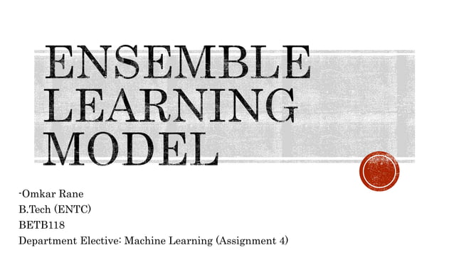 (Machine Learning) Ensemble learning | PPTX | Computing | Technology ...