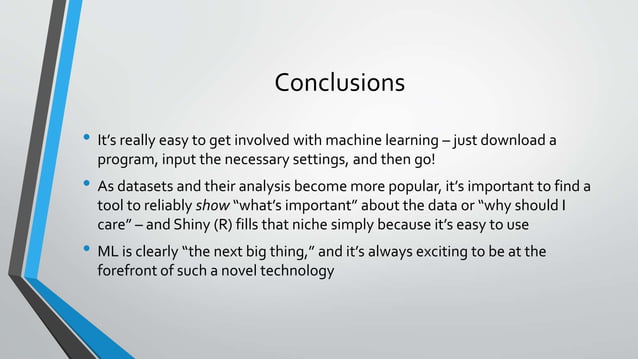 Machine Learning Exploration, R, and Data Visualization | PPT Machine Learning Exploration, R, and Data Visualization | PPT