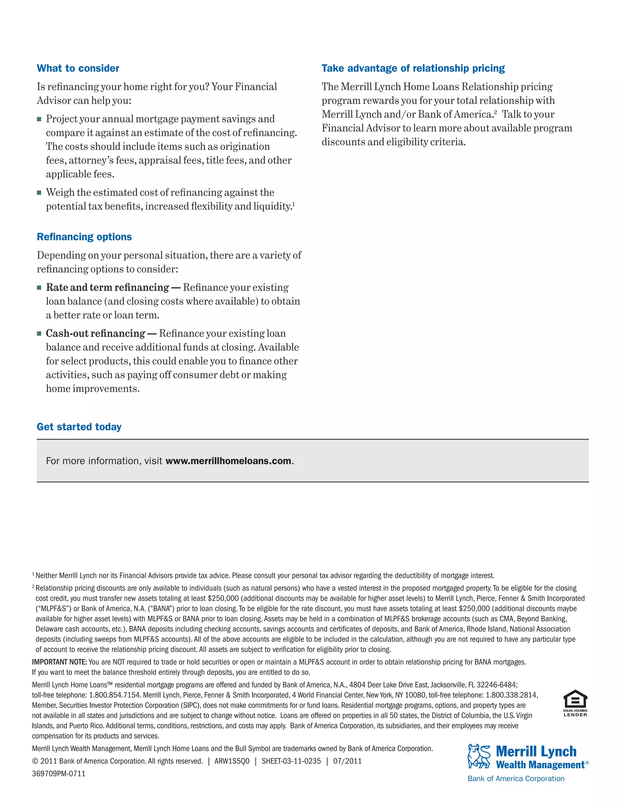 Merrill Lynch Home Loans | PDF