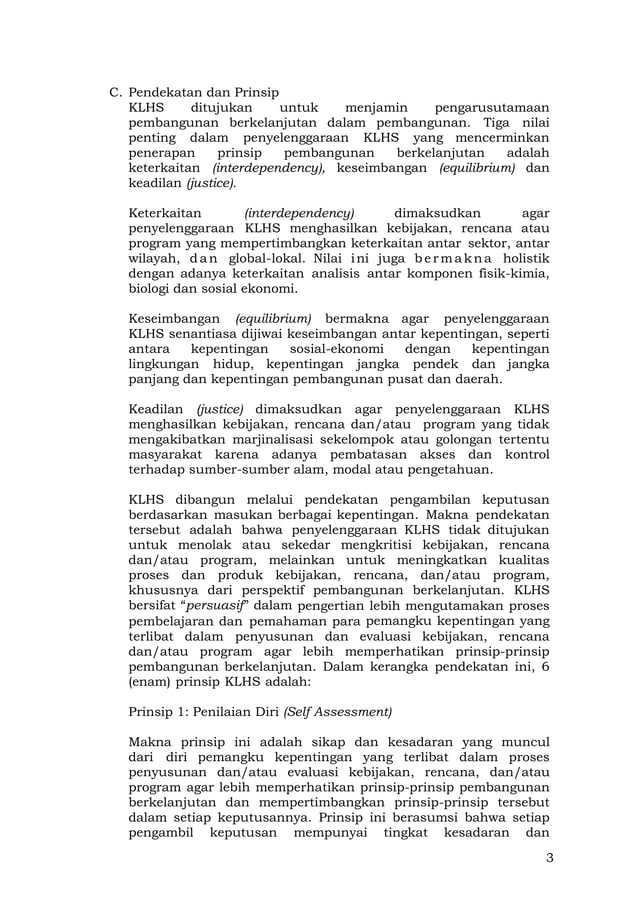 Pedoman Umum Kajian Lingkungan Hidup Strategis | PDF