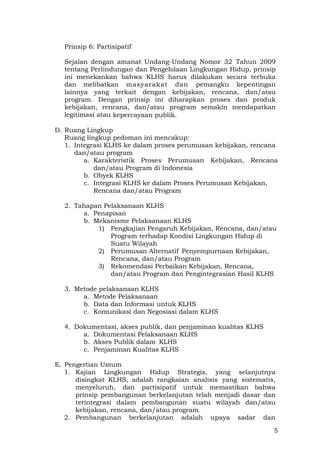 Pedoman Umum Kajian Lingkungan Hidup Strategis | PDF