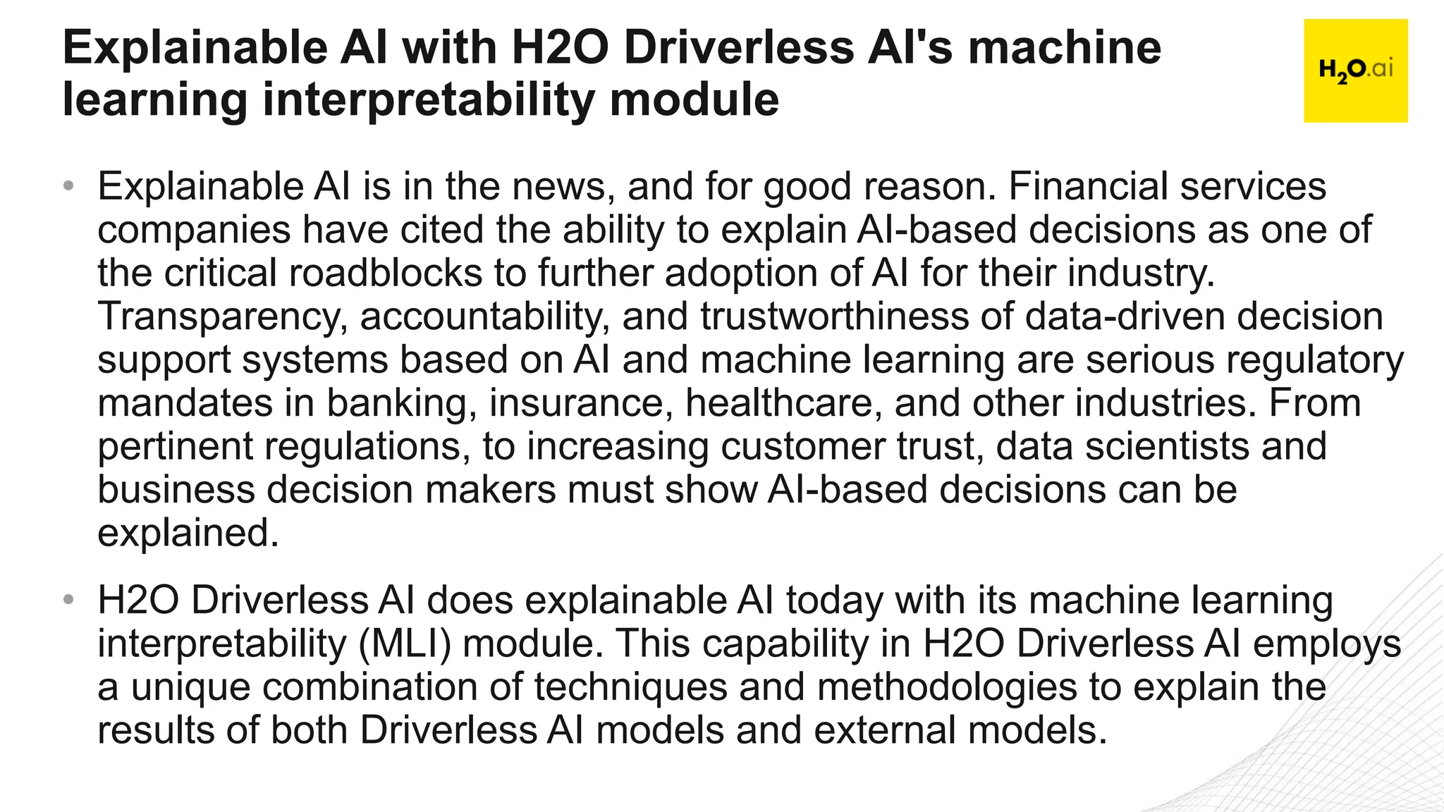 Explainable Ai With H2o Driverless Ai S Mli Module Ppt