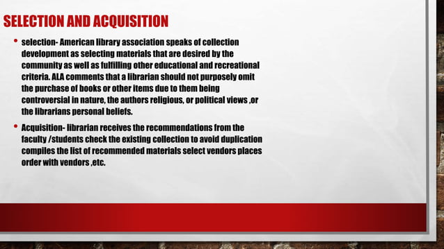 MANAGING COLLECTION DEVELOPMENT PROCESS IN ACADEMIC LIBRARIES. | PPTX