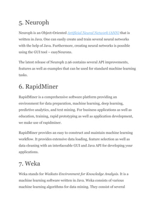 machine learning Java Libraries. | PDF