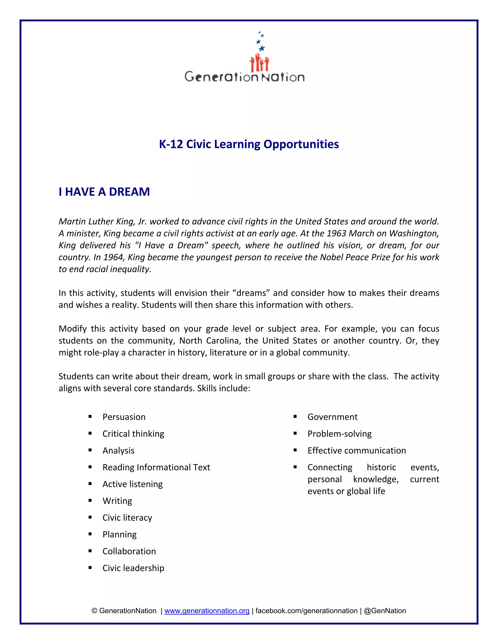 MLK I have a dream | PDF