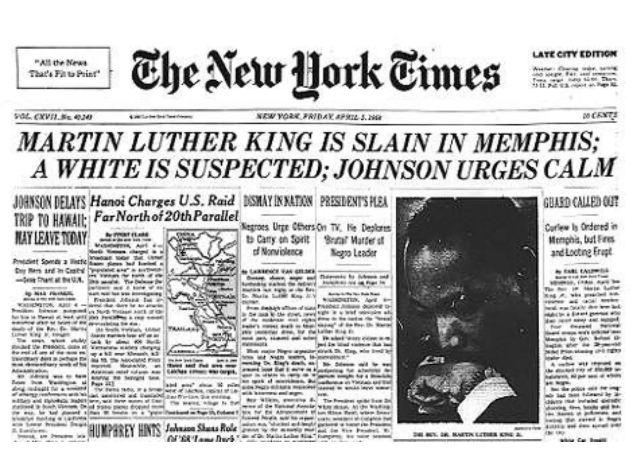 MLK Jr's Assassination in Newspaper Headlines | PPTX