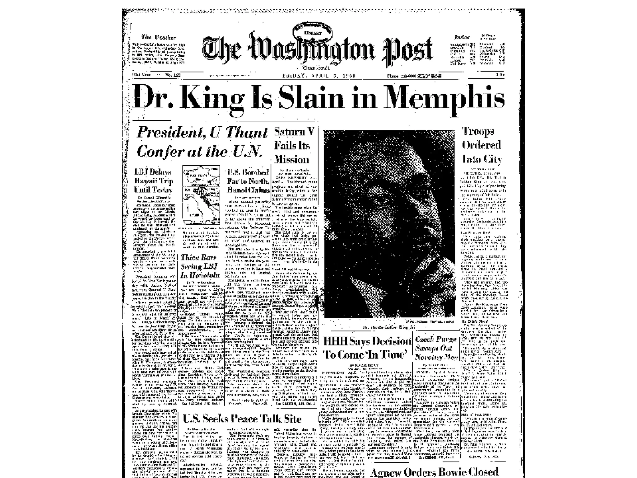 MLK Jr's Assassination in Newspaper Headlines | PPTX