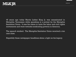 MLK Jr's Assassination in Newspaper Headlines | PPTX