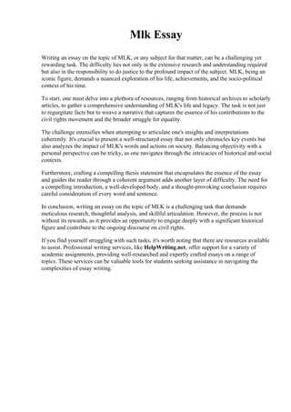 Mlk Essay.pdf | National & Civic Holidays | Holidays