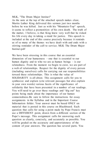 MLK, The Drum Major Instinct As the note at the top of the attac | DOCX