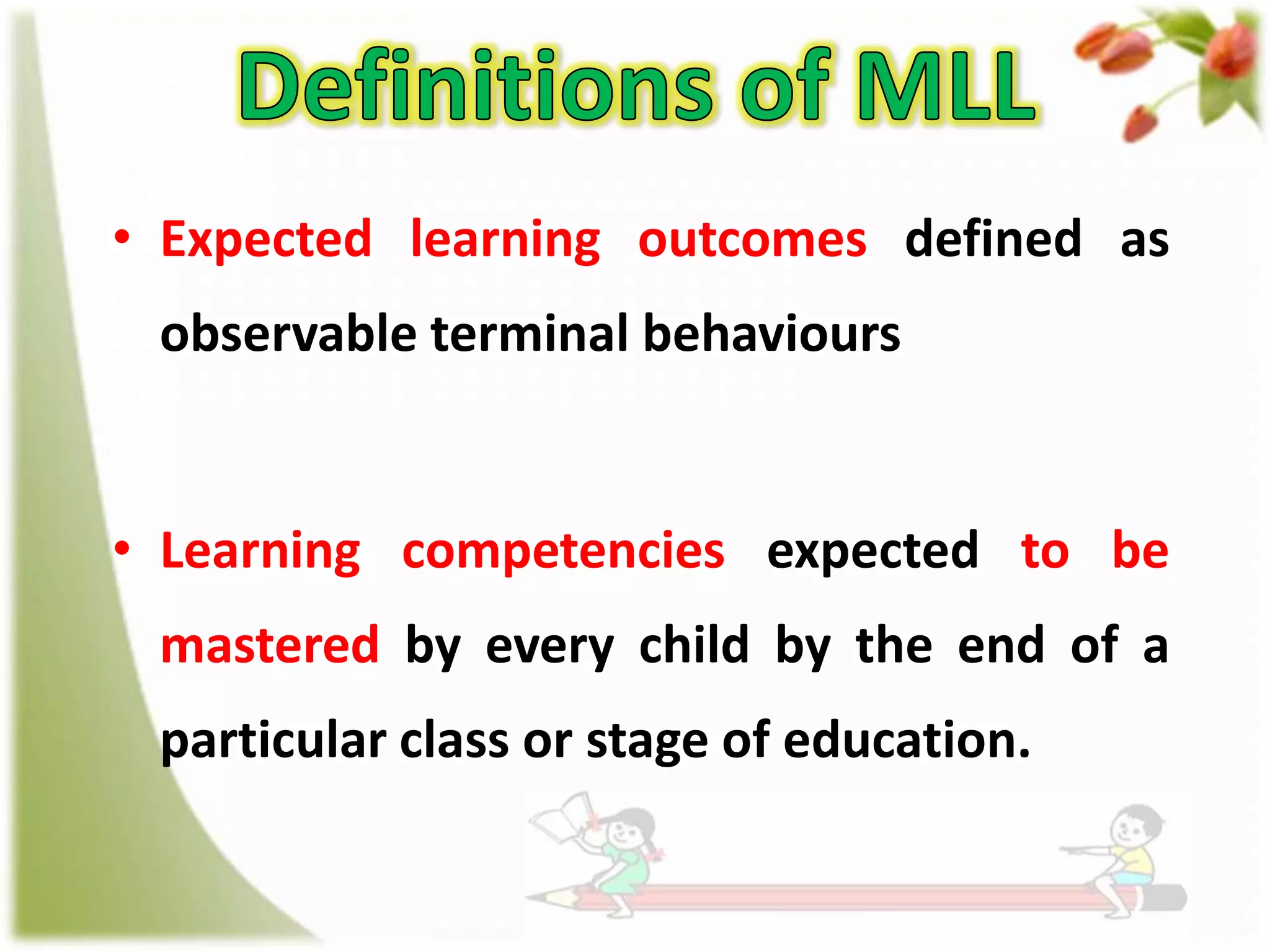 Minimum Levels of Learning | PPTX