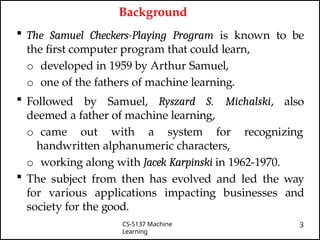 Introduction to machine learning and its application | PPT