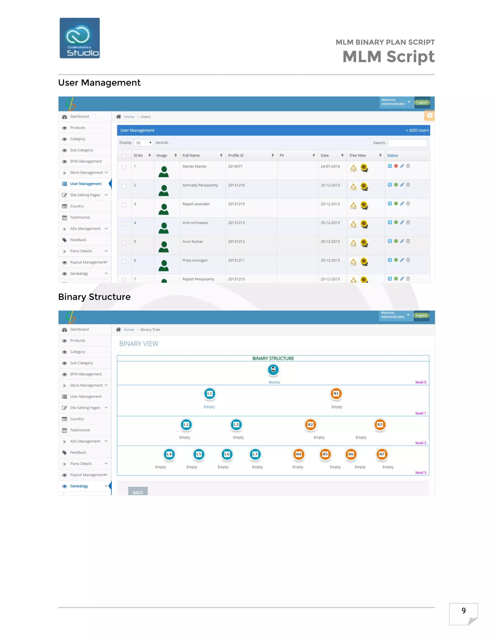 Binary Plan MLM script | PDF