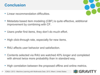 EPG content recommendation in large scale: a case study on interactive TV platform | PPT