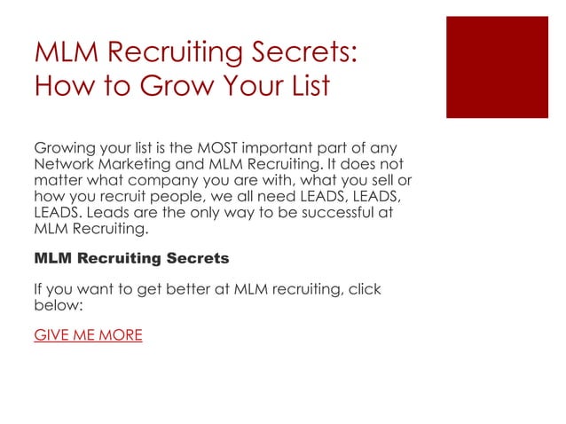 MLM Recruiting Secrets: How to Grow Your List | PPT