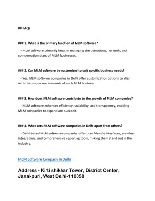 MLM Software Company in Delhi | PDF