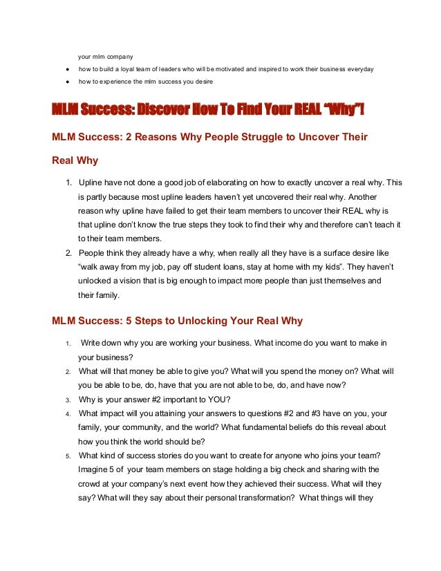 MLM Success: Tips to Finally Find Your Real "Why"