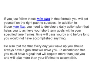 Mlm Tips | Goal Setting Strategies | PPT