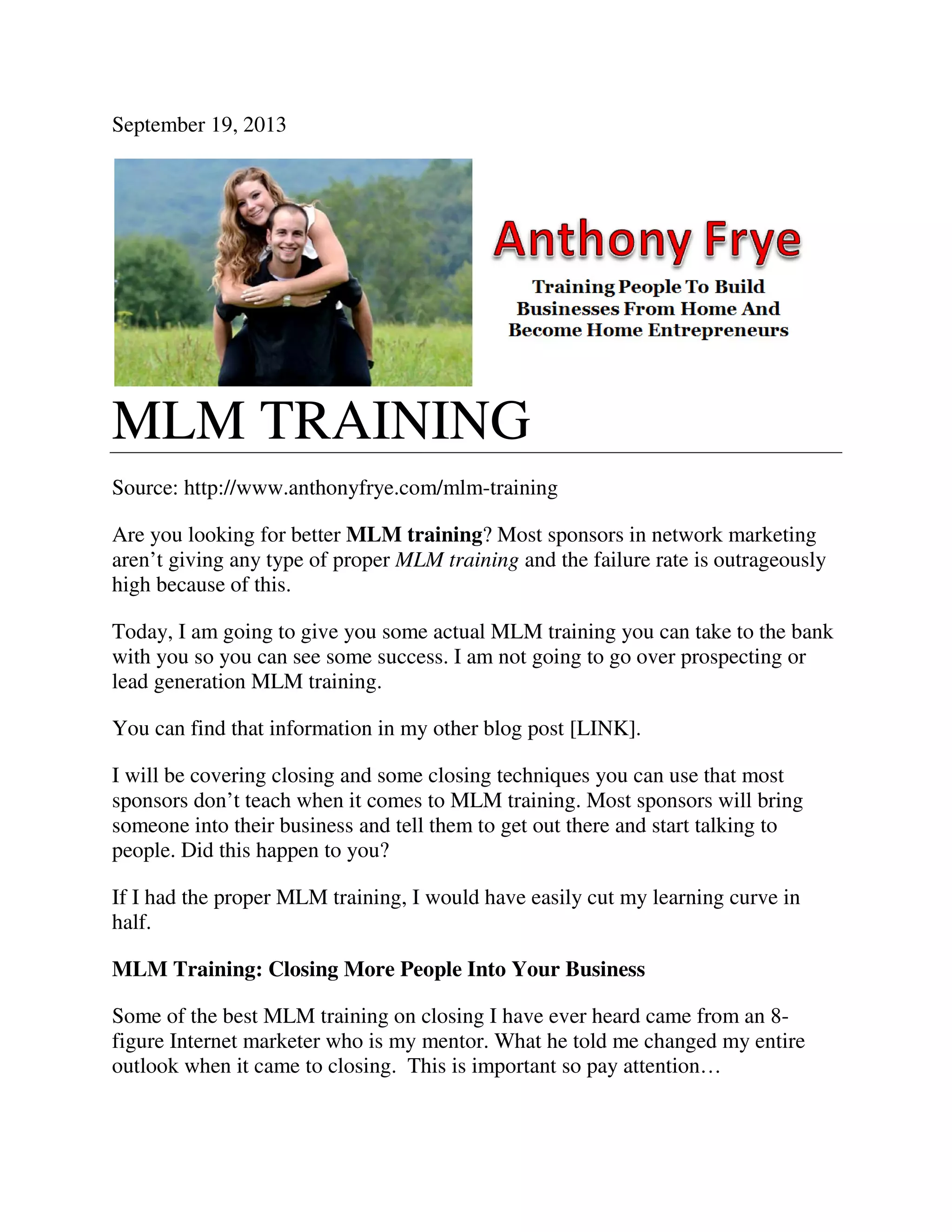 MLM Training: The Secret Success Blueprint | PDF