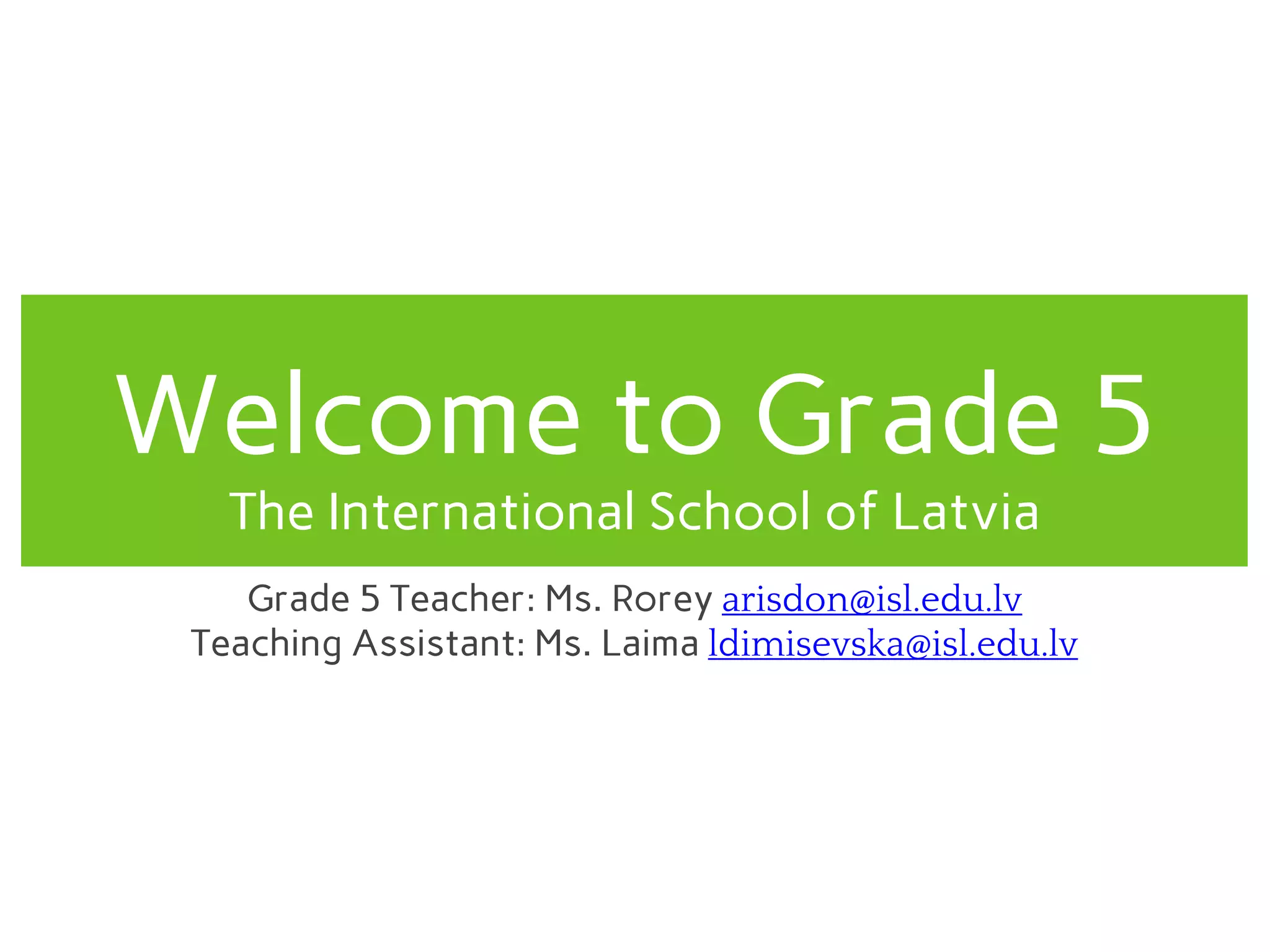 Grade 5 Parent BBQ Slideshow | PPT