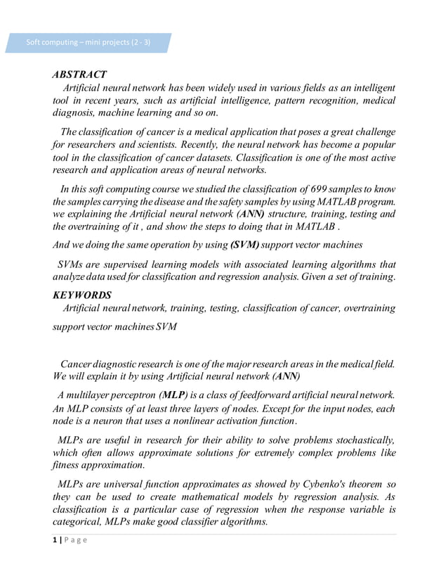 SVM & MLP on Matlab program | DOCX