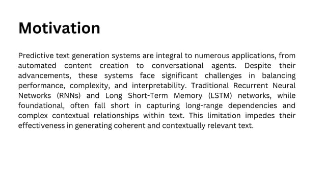 ML Project Presentation - Predictive text input generation | PDF