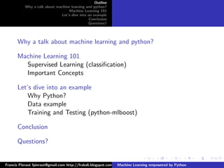 Machine Learning empowered by Python April2009 | PPT