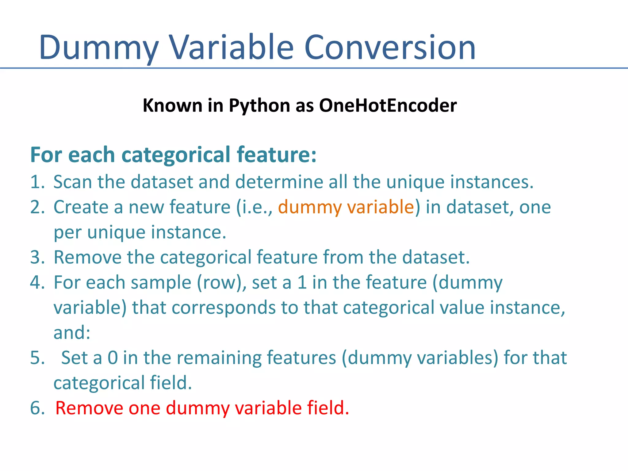 Machine Learning - Dummy Variable Conversion | PPT