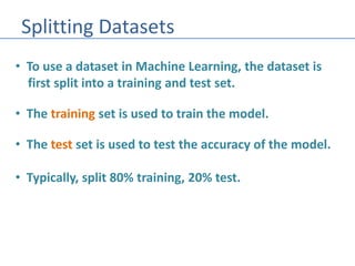 Machine Learning - Splitting Datasets | PPTX