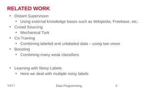 Data Programming: Creating Large Datasets, Quickly -- Presented at JPL MLRG | PPT