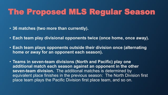 Major League Soccer 30 Team Realignment Proposal | PPT