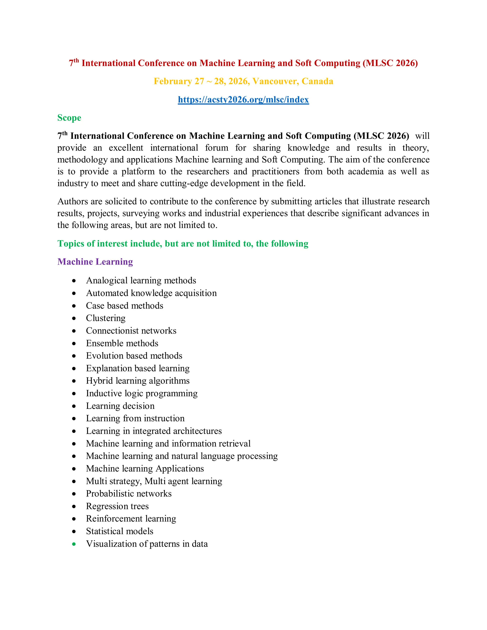 7th International Conference on Machine Learning and Soft Computing ...