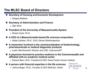 Massachusetts Life Sciences Center | PPTX | Biotech and Biomedical ...