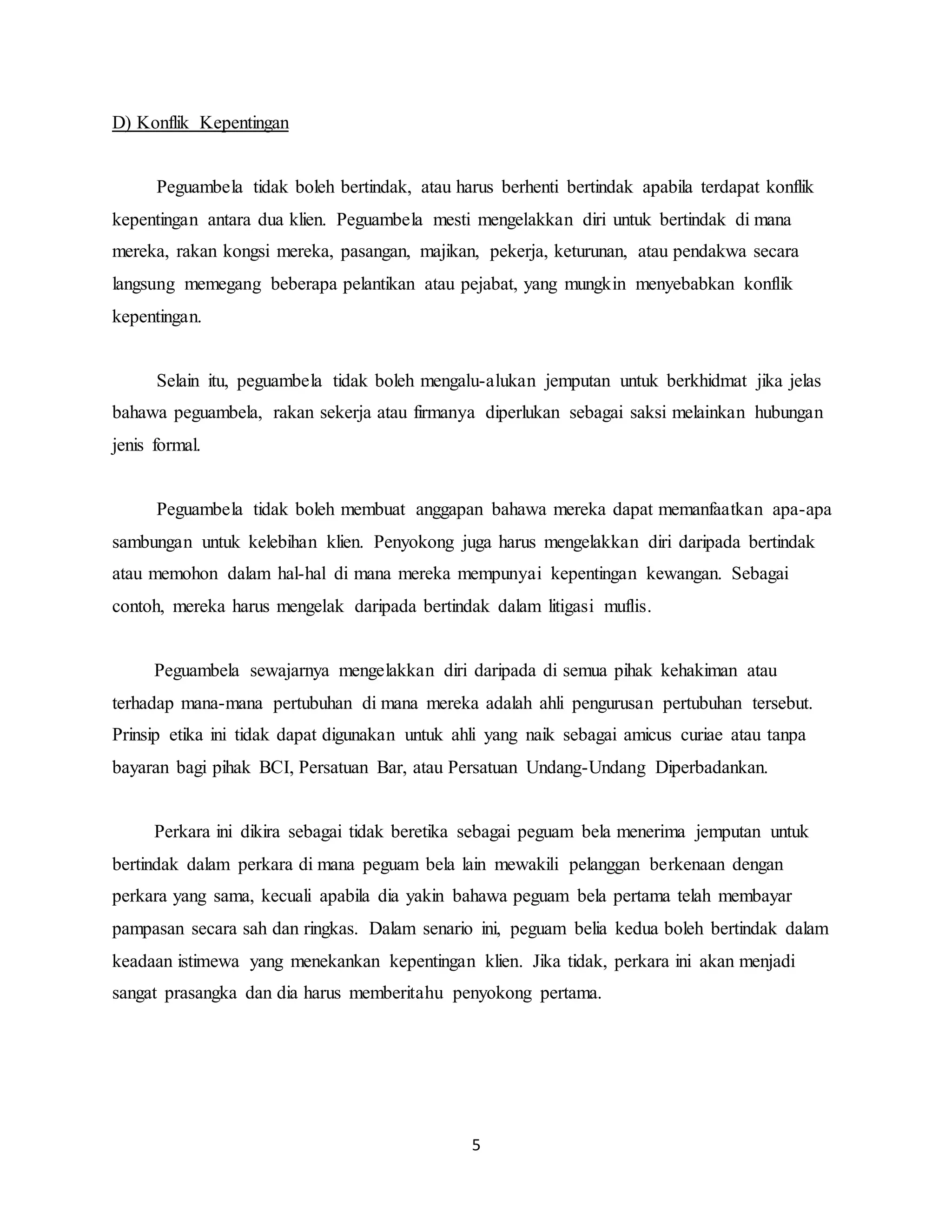 Liabiliti atau Kod etika Peguambela dan Peguamcara | DOCX