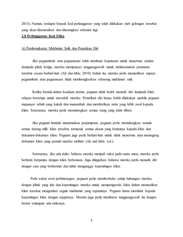 Liabiliti atau Kod etika Peguambela dan Peguamcara | DOCX