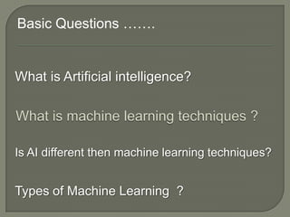 Machine Learning techniques | PPTX