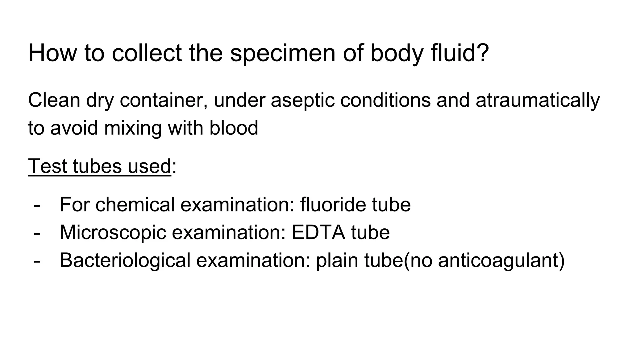 Examination of Body Fluids - Pathology - MLT, ATOT, RDT | PPTX