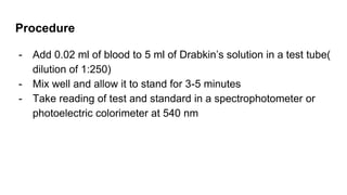 Hemoglobin Estimation - Methods other than Sahli's - Pathology - MLT ...
