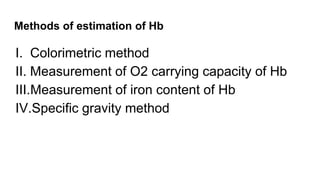 Hemoglobin Estimation - Methods other than Sahli's - Pathology - MLT ...
