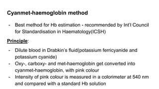Hemoglobin Estimation - Methods other than Sahli's - Pathology - MLT ...