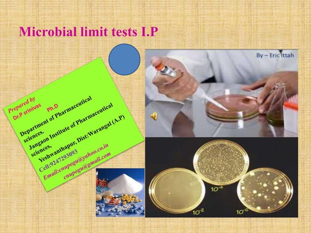 Microbial limit tests I.P by Dr.P.srinivas | PPTX | Infectious Diseases ...