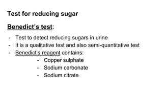 Urine analysis - Reducing Sugar | PPT